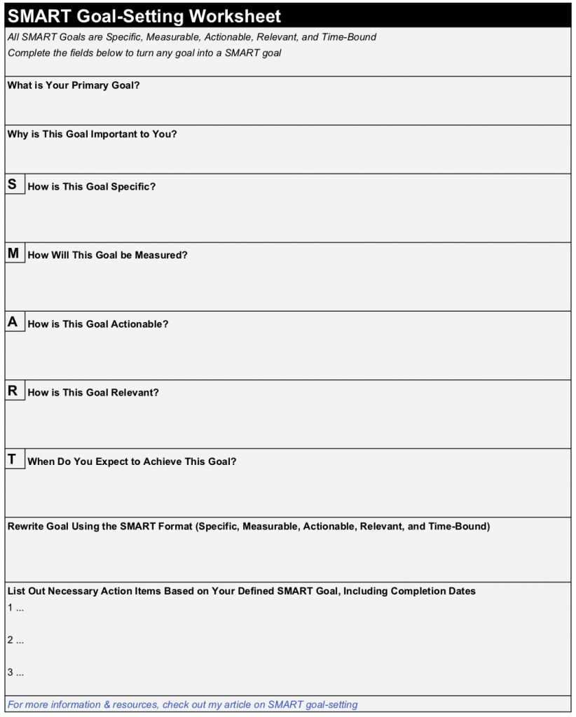 Best Goal-Setting Worksheet Templates For Achievement Best Goal-Setting Worksheet Templates For Achievement